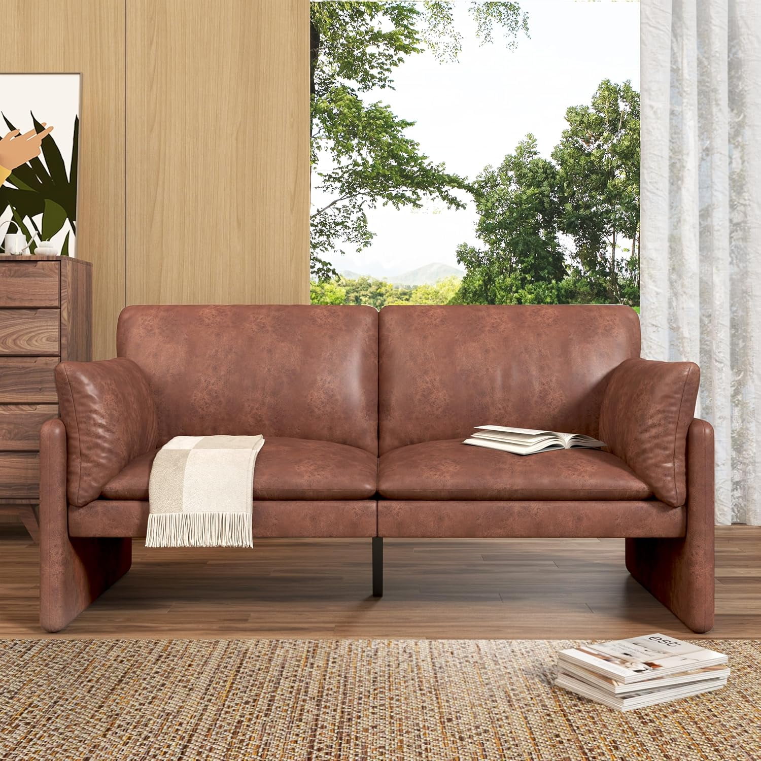 Click here for Aecojoy 68 Faux Leather Loveseat Sofa For Living R... prices