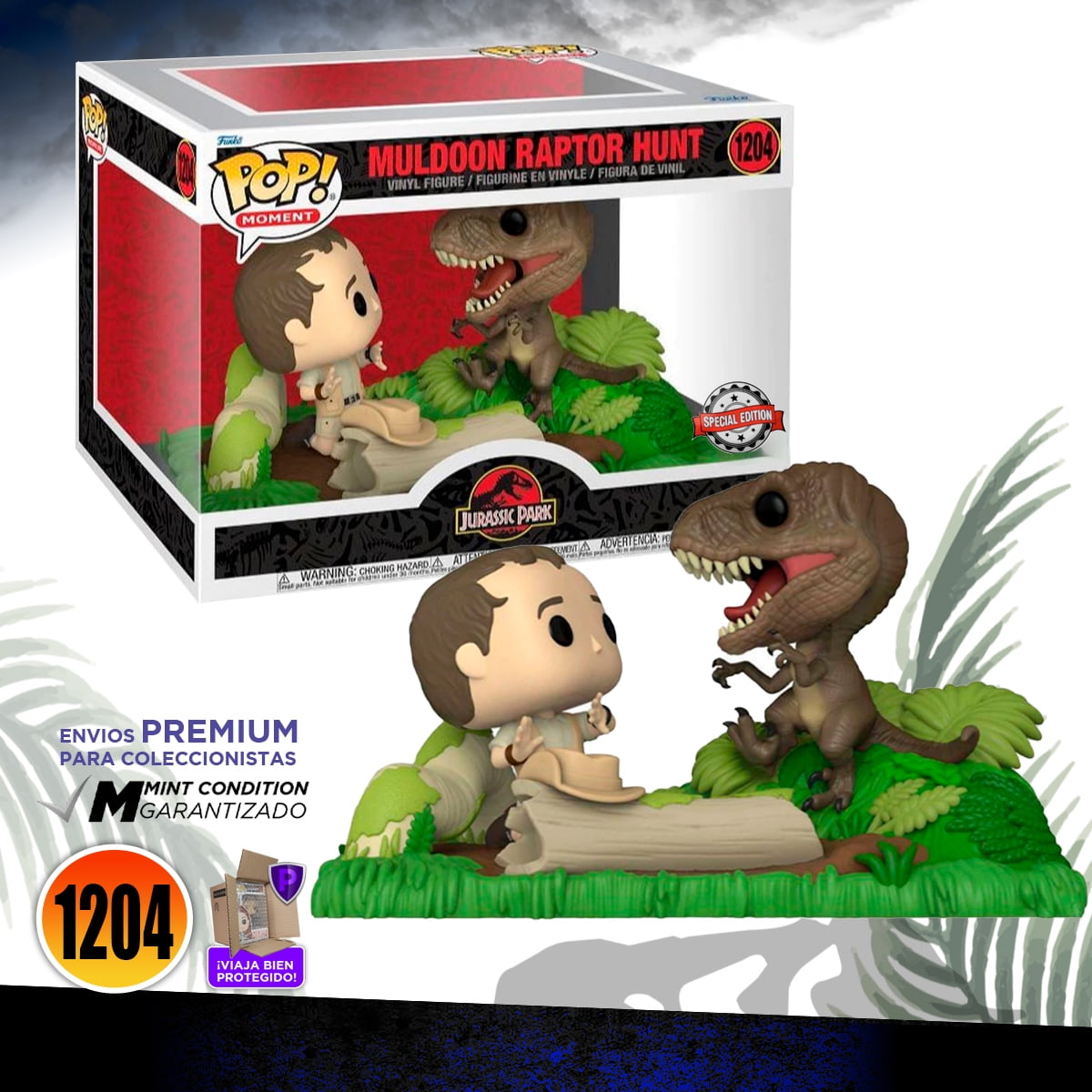 Figura Original Funko Pop Muldoon Raptor Hunt #1204 Moment Jurassic ...
