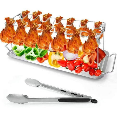 Chicken Leg Wing Grill Rack 14 Slots Stainless Steel Roaster Stand BBQ ...