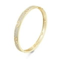 2 pc Cubic Zirconia Horse Eye Hinged Bangle Real 18K Gold Plated Brass ...