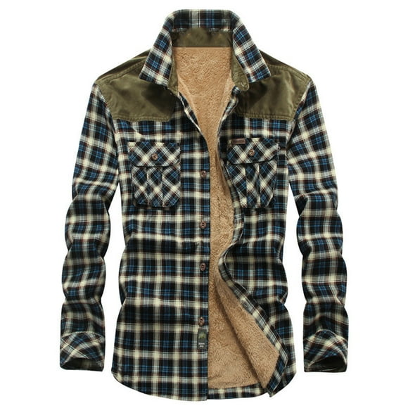 Fleece Lined Flannel Shirt Men