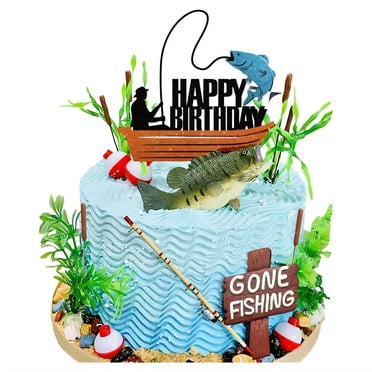 Gone Fishing Cake Topper, Fisherman Themed Party Supplies Decoration ...