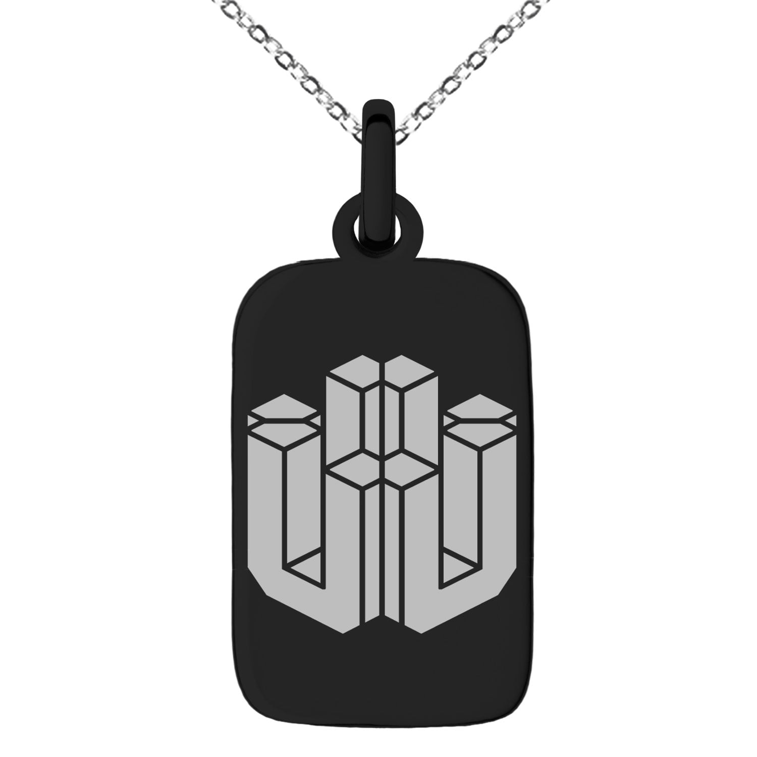 Stainless Steel Letter U Initial 3D Cube Box Monogram Engraved Small ...