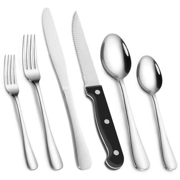 Zzistar 24 Pieces Flatware Set, Stainless Steel Silverware Set, Kitchen ...