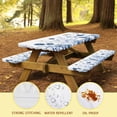 Blue Flowers Picnic Table Cover with Bench Covers Spring Watercolor ...