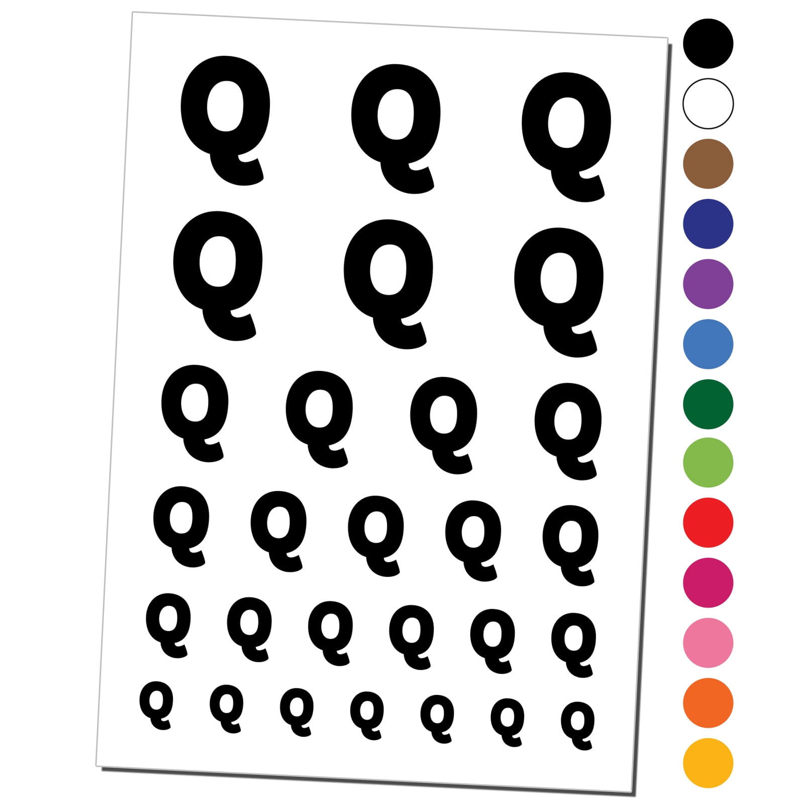 Letter Q Uppercase Fun Bold Font Water Resistant Temporary Tattoo Set ...