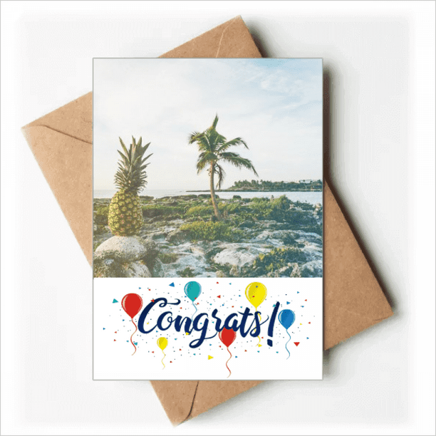 Ocean Sand Beach PineFruit Tree Sea Wedding Cards Congratulations ...