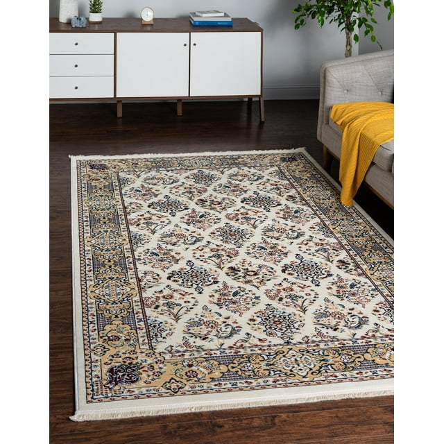 Rugs.com Rabia Collection Rug – 10' x 13' Ivory Low Rug Perfect For ...