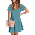 2026 Summer Dress for Women Flowy Cruise Plus Size Solid Color Short ...