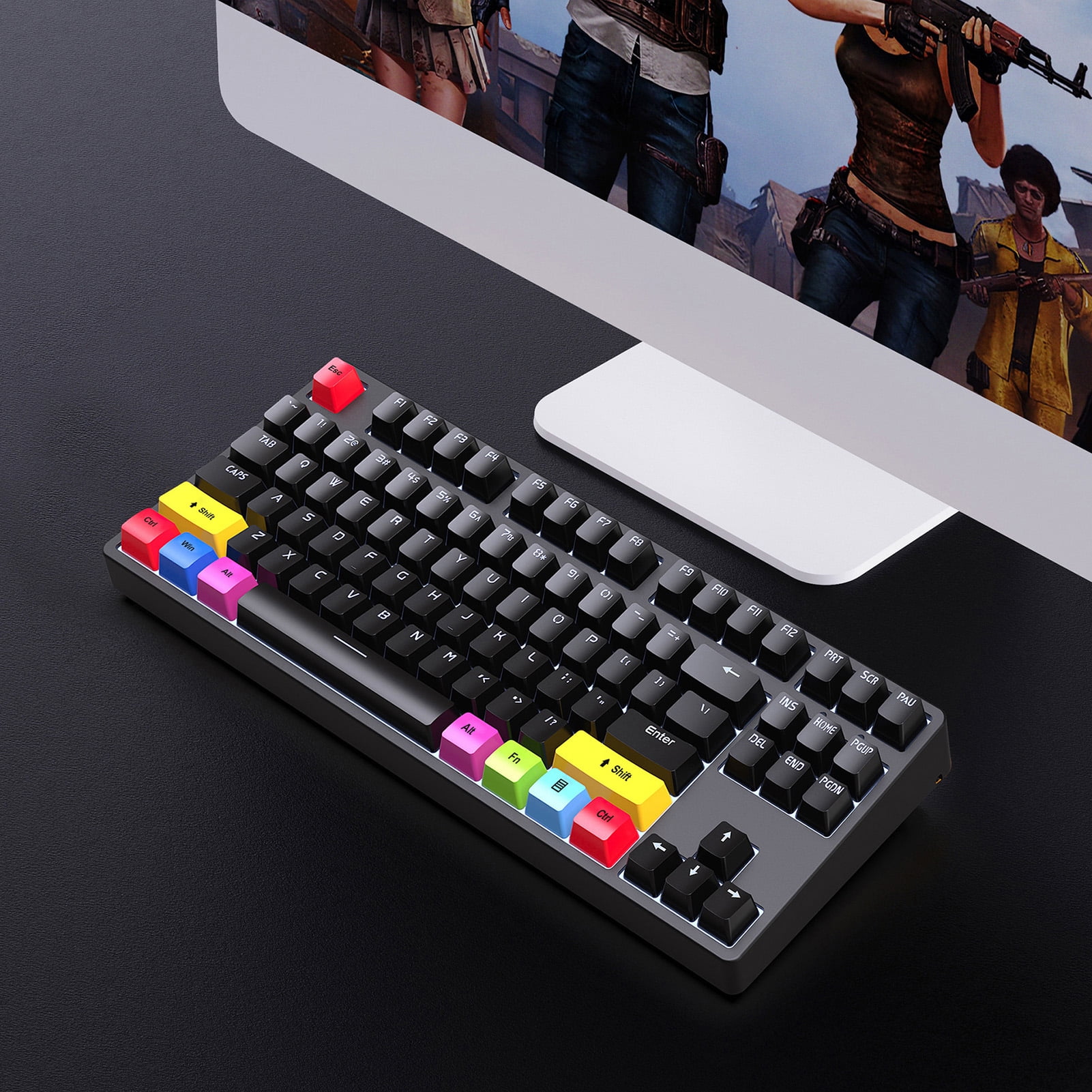 Koszal Mechanical Keyboard N-Key Rollover Red Switch Ergonomic 87 Keys ...