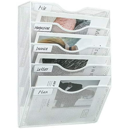 Klickpick Office 5 Sections Hanging Files Wall Mounted Metal Mesh ...