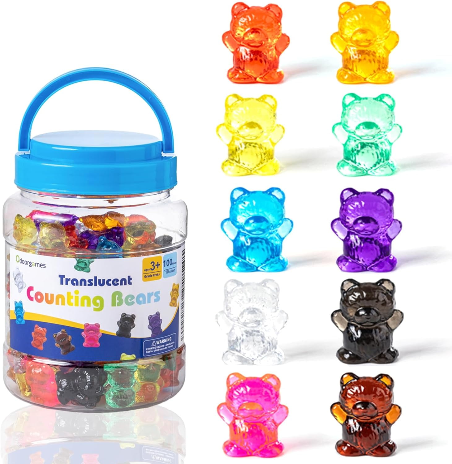 100 Pcs Translucent Bear Counters - 10 Colors - Kindergarten Classroom ...