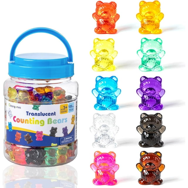 100 Pcs Translucent Bear Counters - 10 Colors - Kindergarten Classroom ...