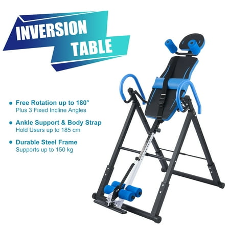 Gravity Inversion Table for Home Fitness & Pain Relief Therapy, Black ...