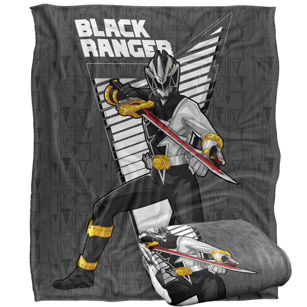 Power Rangers: Dino Fury Blanket, 50'x60' Black Ranger Character Silky ...