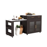 CBJCBJ 71.65" L Expandable Retractable Kitchen Island on Wheels with ...