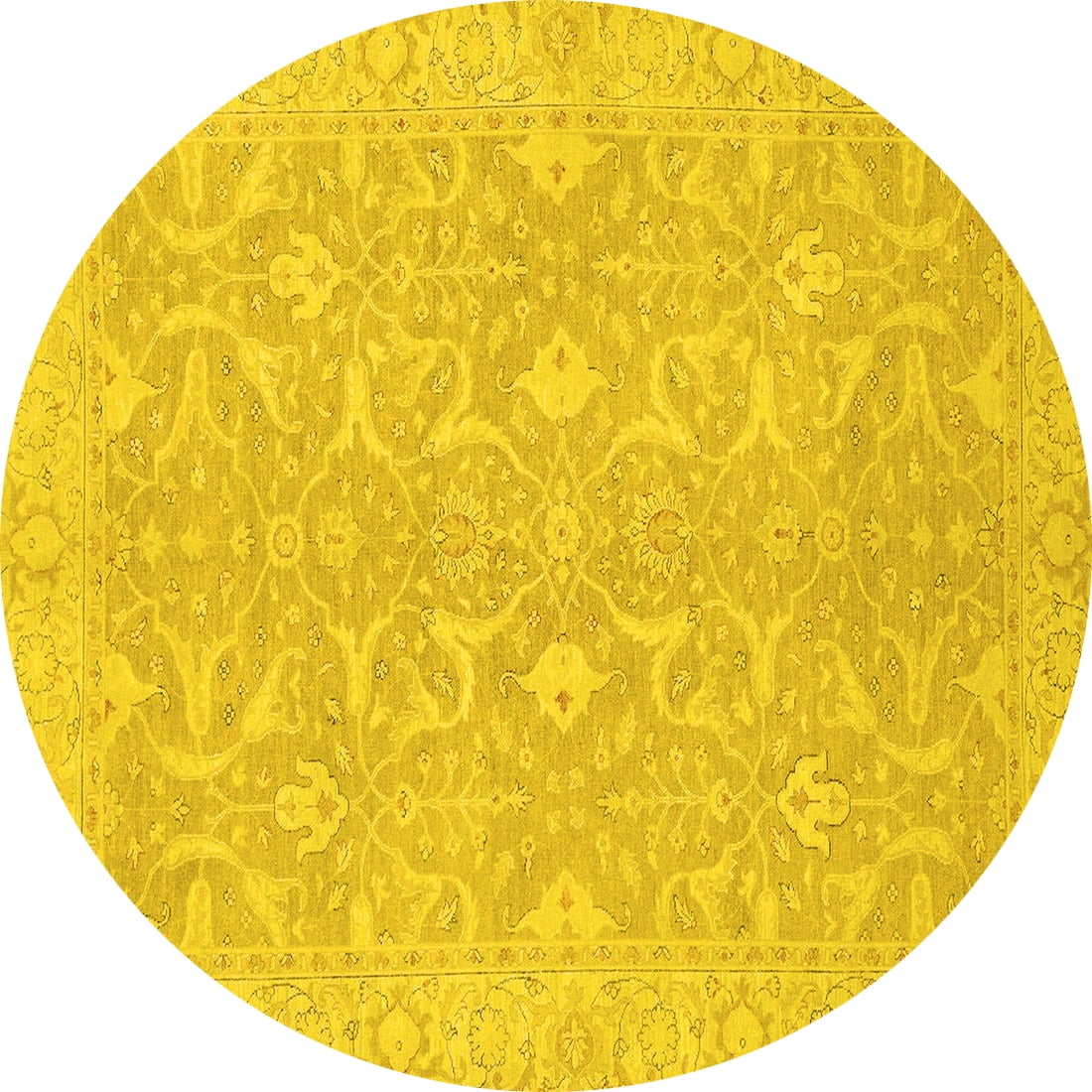 Ahgly Company Indoor Round Abstract Yellow Modern Area Rugs, 5' Round ...