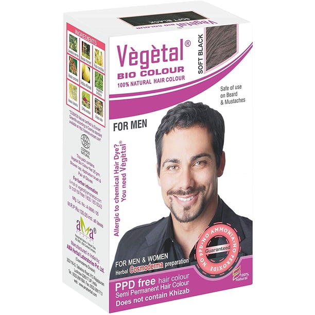 Vegetal Bio Beard Hair Color Soft Black 25gm with zero PPD, ammonia ...