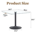 38.5" Square Glass Dining Table, Modern Minimalist with Metal Single ...