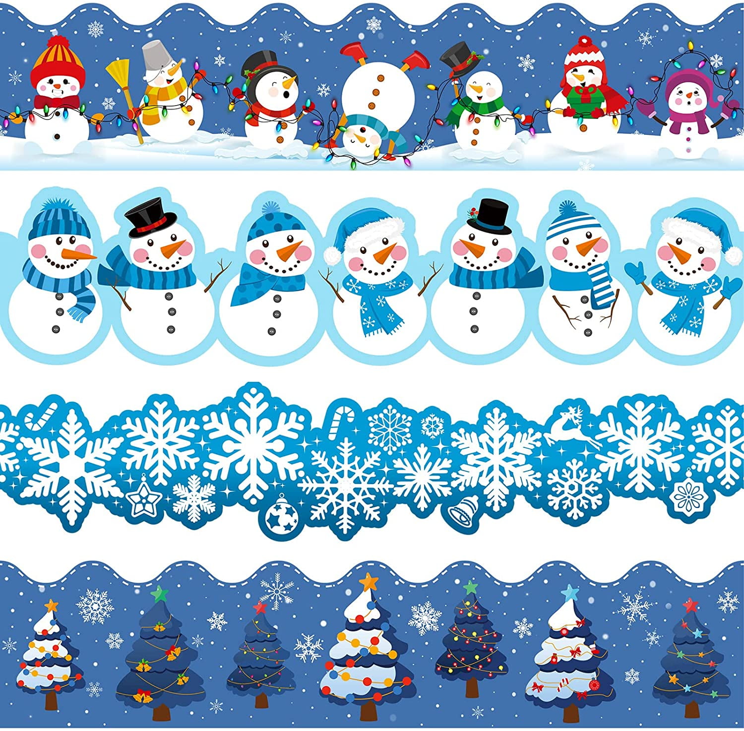 63ft Winter Bulletin Board Borders Snowman Bulletin Board Decorations ...
