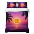Beach Seaside Sunset 3 Pieces Quilt Set,1 Quilt with 2 Shams,Natural ...