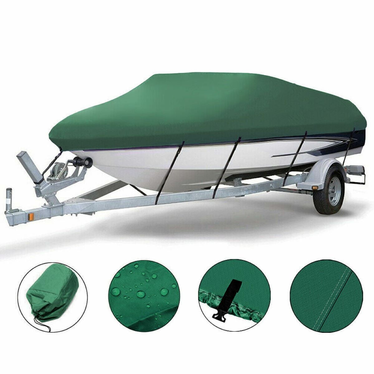 WSYW Waterproof Heavy Duty Boat Cover Fits V-Hull Tri-Hull Fishing Boat ...