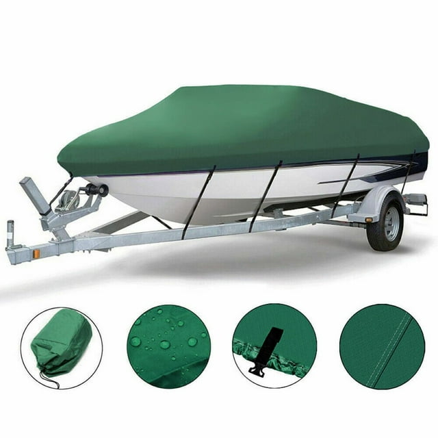 WSYW Waterproof Heavy Duty Boat Cover Fits V-Hull Tri-Hull Fishing Boat ...