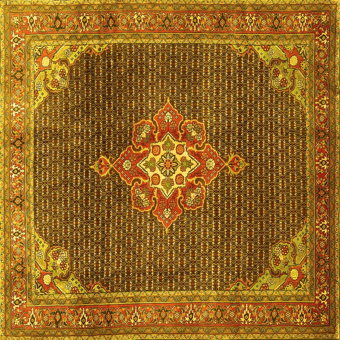 Ahgly Company Indoor Square Persian Yellow Traditional Area Rugs, 6 ...