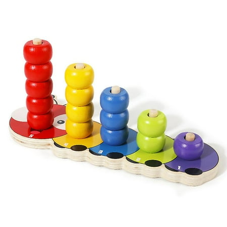HEIBINWooden Stacking Rings Baby Lovely Caterpillar Counting Game ...