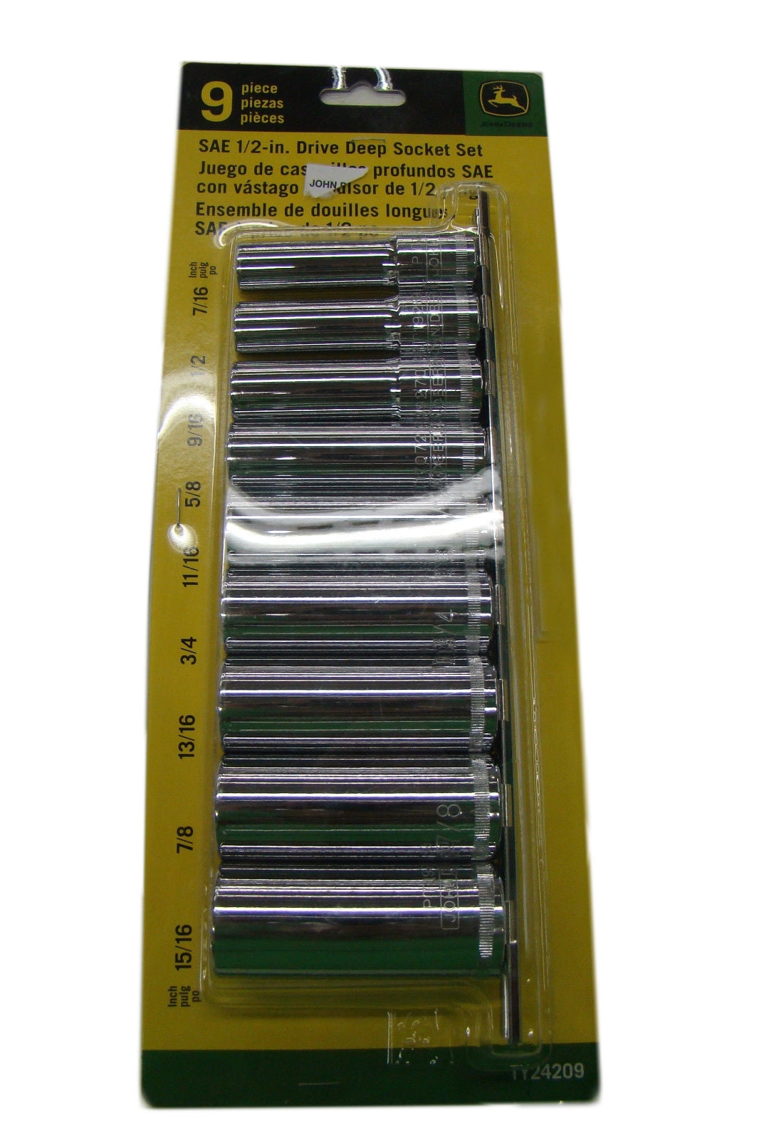John Deere 9-Piece SAE 1/2" Drive Deep Socket Set - TY24209 - Walmart ...