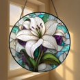 Botanical Floral Stained Glass Suncatcher, Round Window Hanging with ...