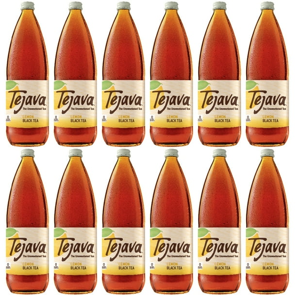 Tejava 1 Liter Lemon Flavored Black Tea Glass Bottles | 12 Pack | 100% ...