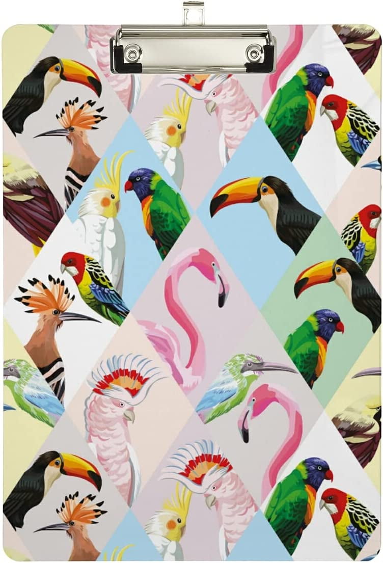 ZHANZZK Tropical Birds Clipboard Hardboard Wood Nursing Clip Board and ...