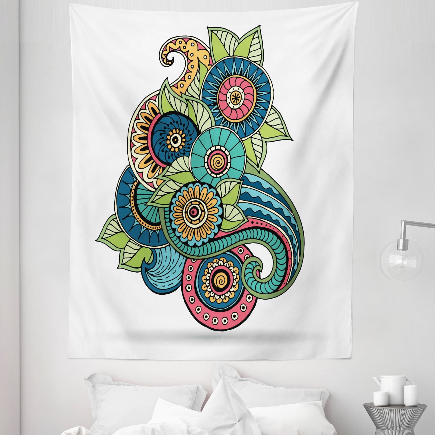 Leaf Tapestry, Floral Zentangle Pattern with Vibrant Colors Paisley ...