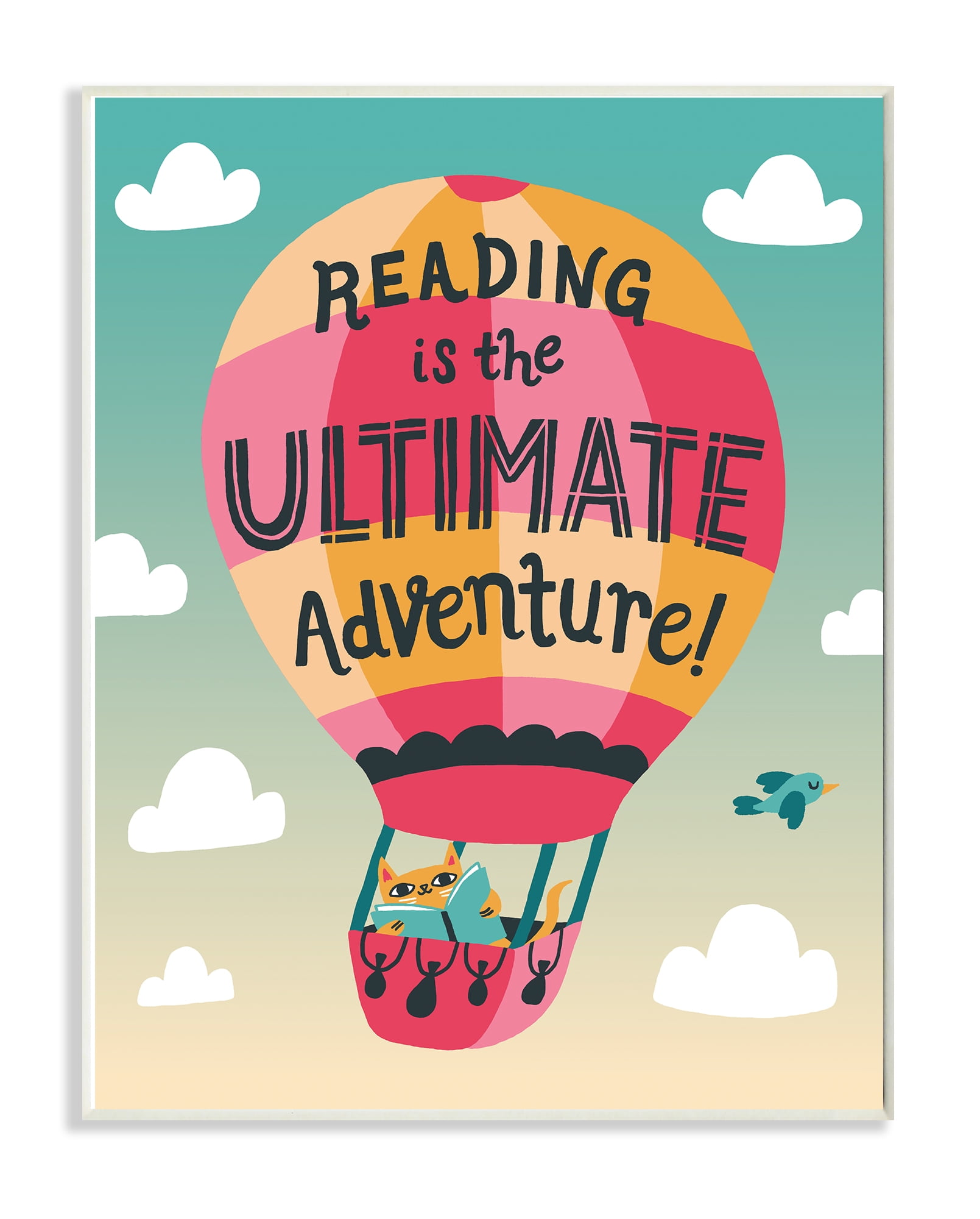 The Kids Room By Stupell Reading Adventures Cat in a Hot Air Balloon ...