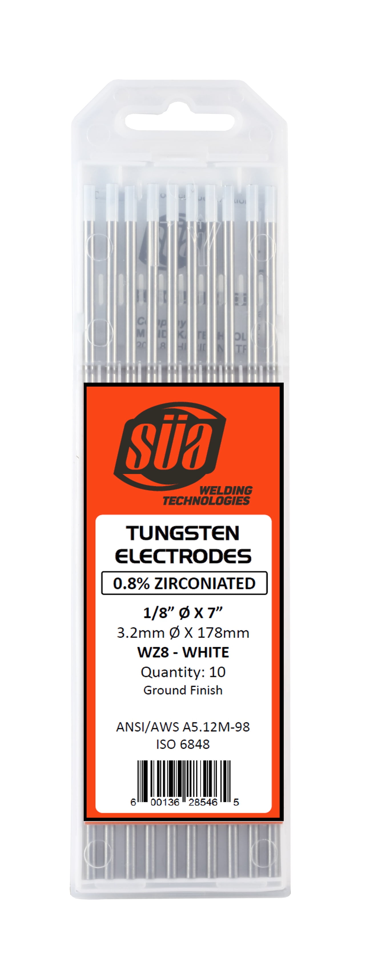 SÜA - 0.8% Zirconiated Tungsten Electrode - TIG Welding - 1/8" x 7 ...