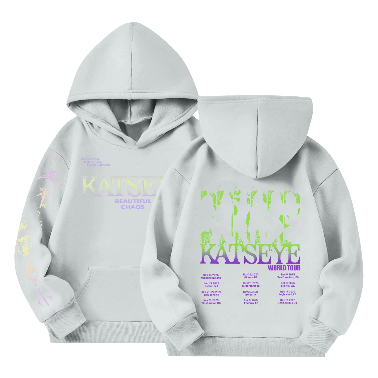 KATSEYE Beautiful Chaos Pullover Hoodie with KATSEYE Graphic Print and ...