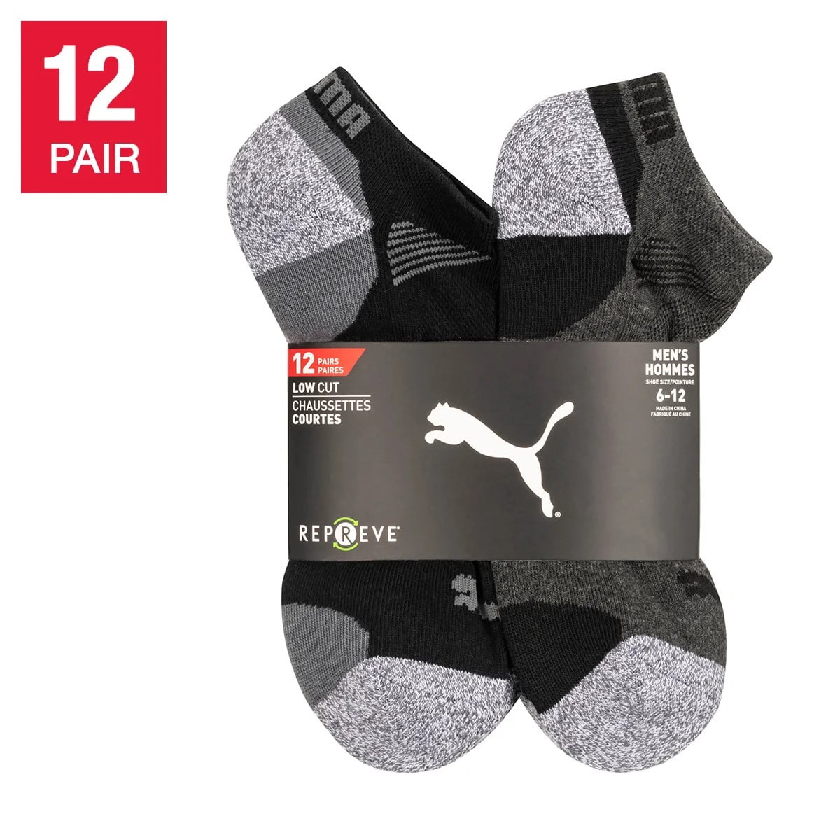 Click here for Puma Mens 12-Pack Low Cut Socks  Black/Grey  6-12 prices