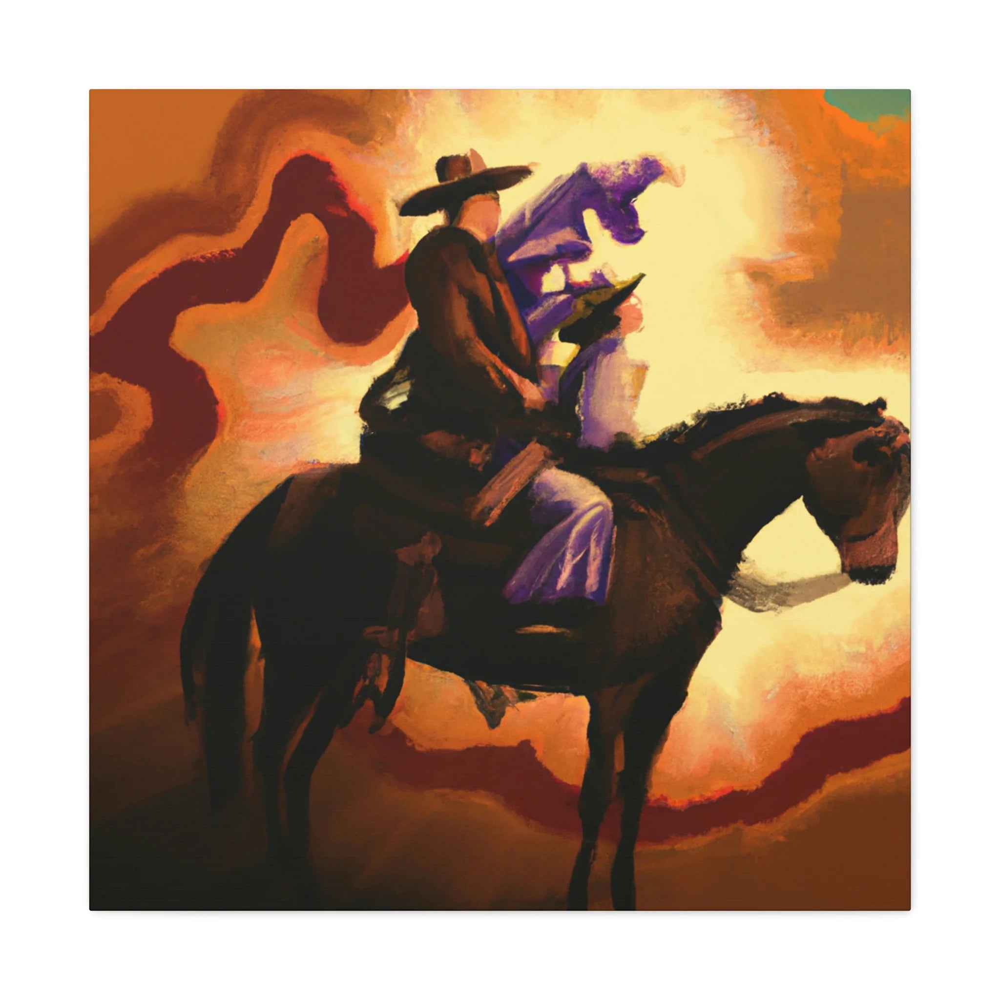 Cowboy on Horseback Ride - Canvas - Walmart.com