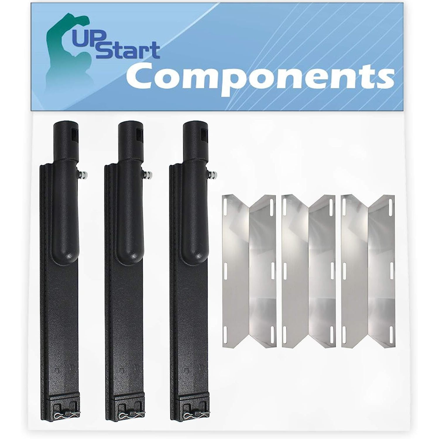 3-Pack BBQ Gas Grill Tube Burner & Heat Shield Plate Tent Replacement ...