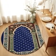 Blue Gold Arched 4' Round Rug for Cozy Reading Nook Home Office Chair ...
