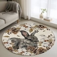 3ft Round Rug Grey Rabbits Area Rugs for Living Room Bedroom Washable ...