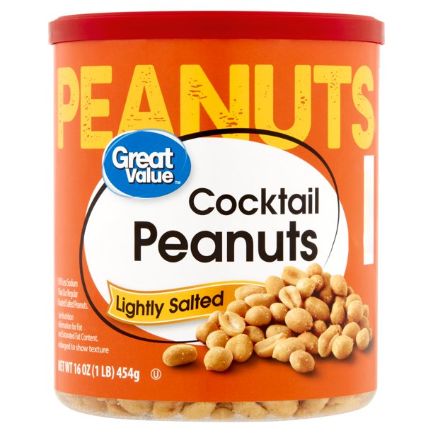 Great Value Lightly Salted Cocktail Peanuts, 16 oz, Can - Walmart.com