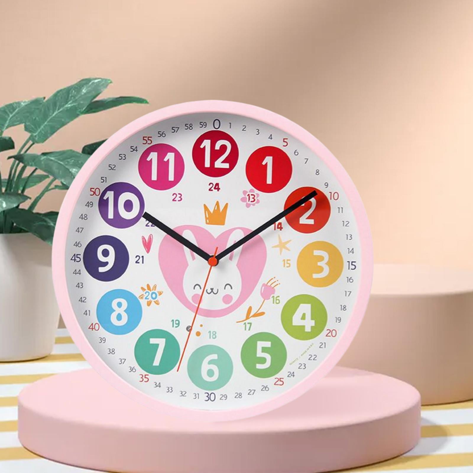 Colorful Wall Clock clock for learning Silent 10 inch Telling Time ...