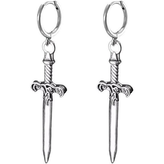 Dagger Earrings for Women Sterling Silver Dagger Hoop Earrings Sword ...