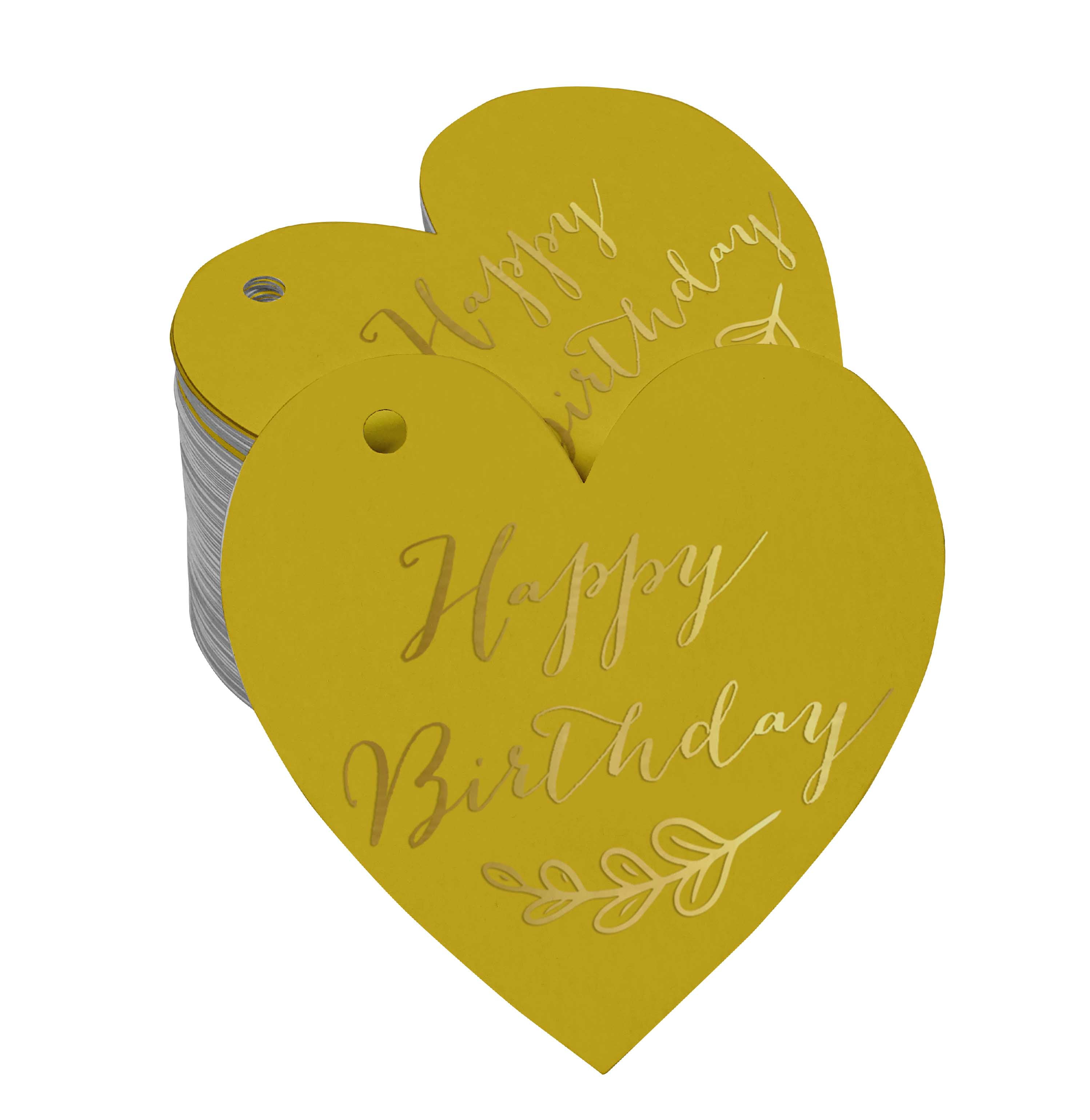 Inkdotpot 50 Pack Real Gold Foil Paper Tag Happy Birthday Favor Hang ...