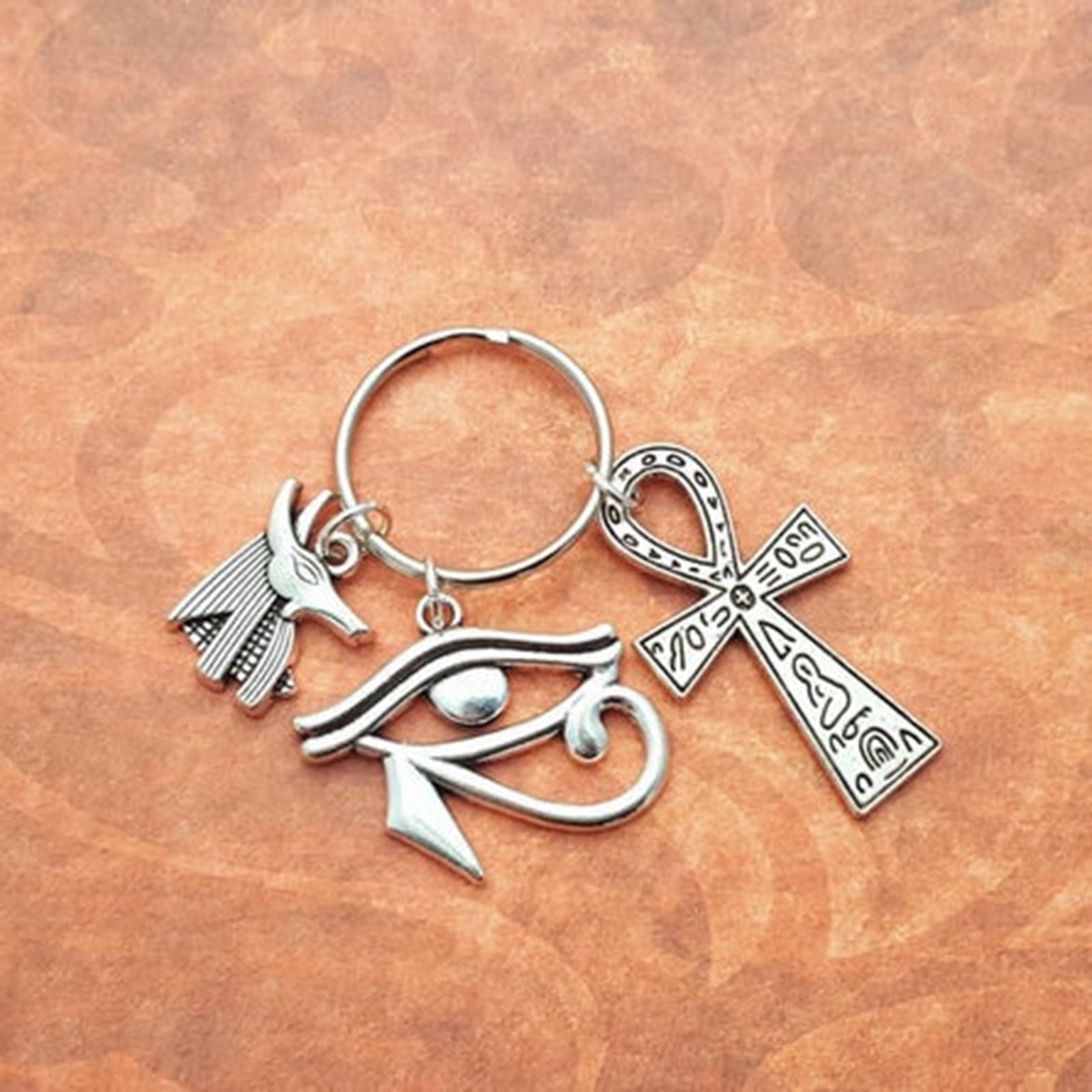 Buy JUNTEX Ancient Egyptian Keyring Cross Charm Anubis Horus Eye ...