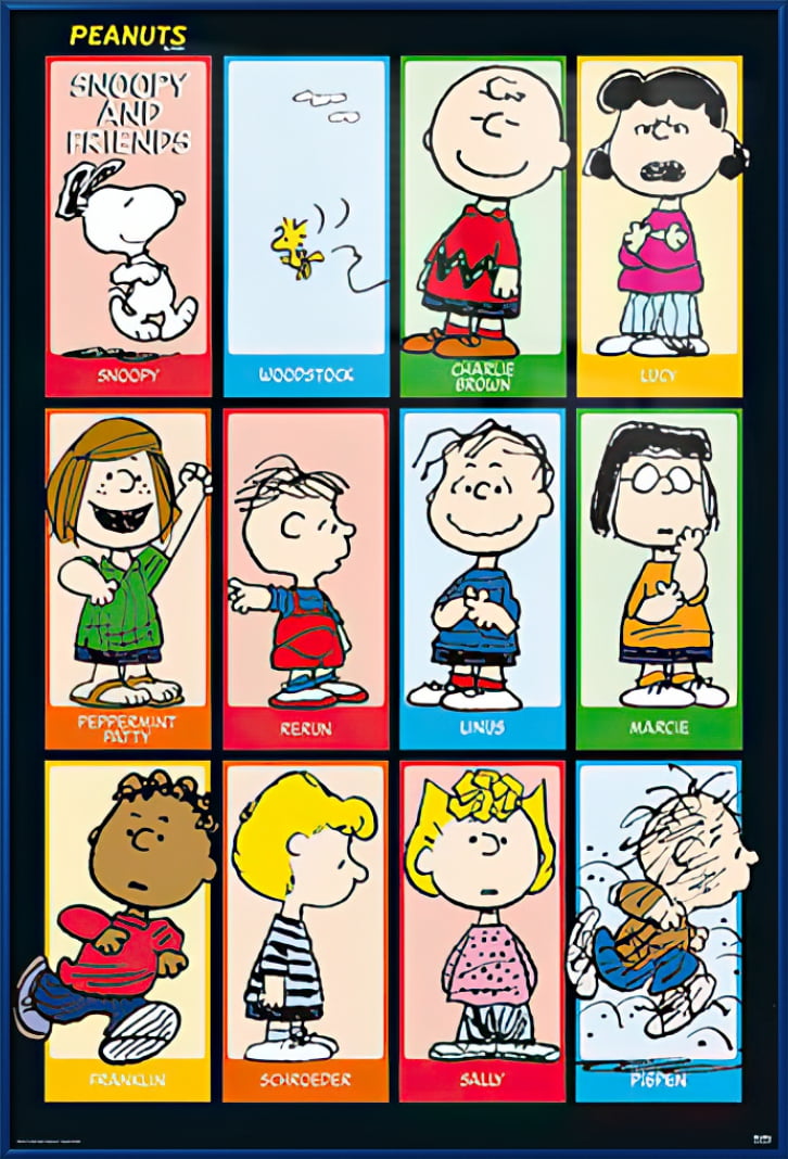 Peanuts - Framed TV Show Poster (All Characters / Grid) (Snoopy ...