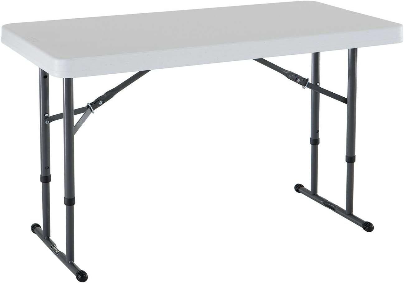 80160 Commercial Height Adjustable Folding Utility Table 4 Feet White