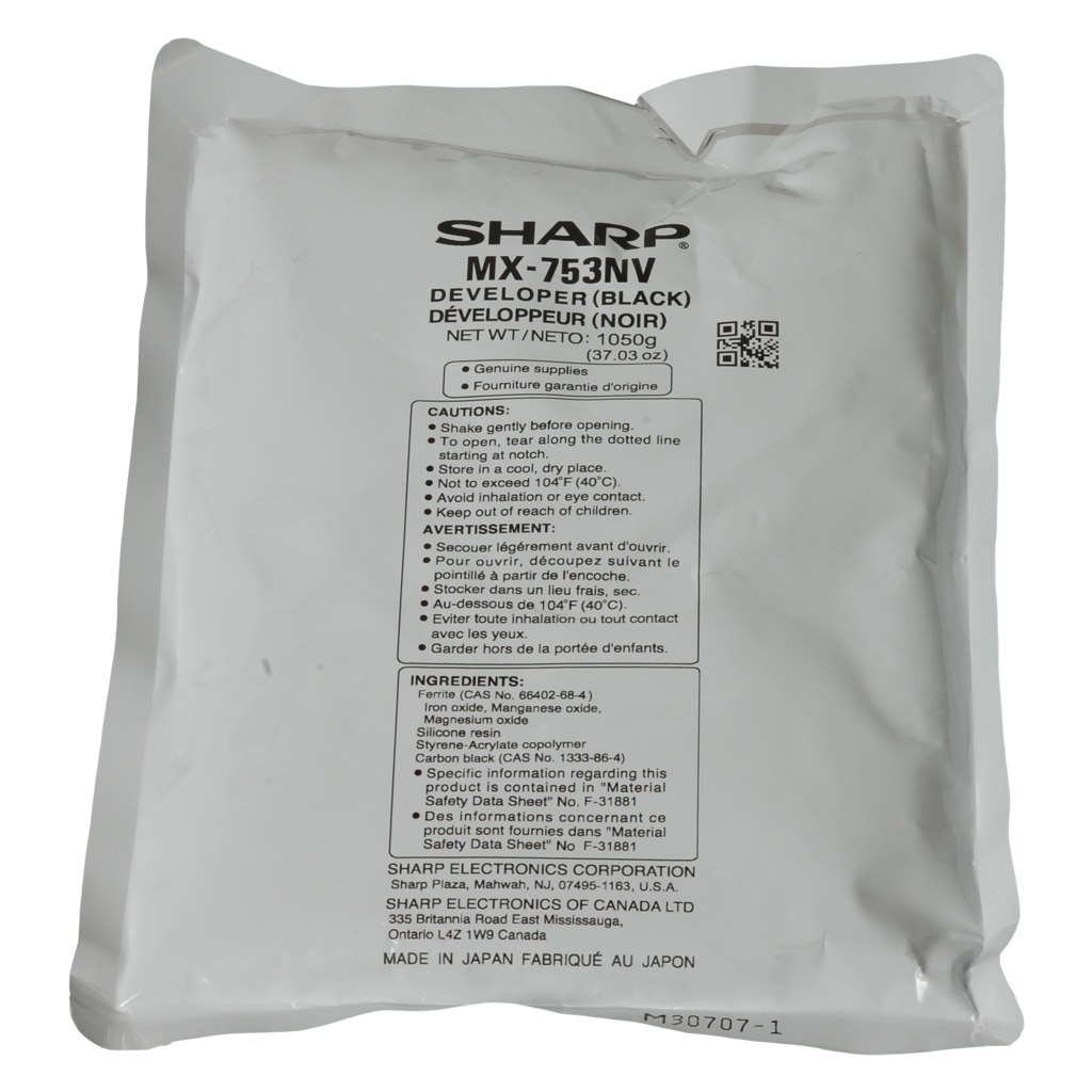 Genuine Sharp MX-753NV Black Developer for MX-M623N, MX-M623U, MX-M753N ...